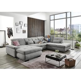 Ecksofa DIE PLANBAR "MP-IN16012 L-Form, mit Federkern-Polsterung", silber, B:371cm H:85cm T:195cm, 85% Polyester;15% Nylon, Sofas, Ecksofa, inkl. Sitztiefenverstellung wahlweise mit weiteren Funktionen