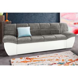 2-Sitzer DOMO collection "Splash, aktuelle Sitz- und R&uuml;ckensteppung, komfortabel", grau (wei&szlig;, grau), B:211cm H:76cm T:96cm, Kunstleder SOFTLUX / Struktur (90% Polyester, 10% Polyacryl);Luxus-Microfaser (100% Polyester)/ Struktur (90% Polyester, 10% Polyacryl), Sofas, 2-Sitzer, flache Armlehnen zum Entspannen