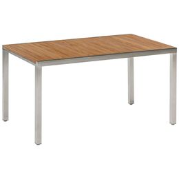 Gartentisch Merxx "Keros", braun (holzoptik, silber), B:90cm H:75cm T:150cm, Tische, Gartentisch, 90x150 cm