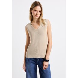 Stricktop Street One, Damen, Gr. 40, moonstone sand, Strick, Obermaterial: 90% Viskose, 10% Polyester, unifarben, k&ouml;rpernah h&uuml;ftbedeckend, V-Ausschnitt, Tops Stricktop, mit V-Ausschnitt
