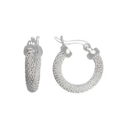 Paar Creolen Firetti "Schmuck Geschenk Silber 925 Strukturiert rhodiniert", silber (silberfarben), Ohrringe, Damen, 19mm, Silber 925 (Sterlingsilber), Paar Creolen