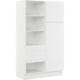 Mehrzweckschrank-Set IMPULS K&Uuml;CHEN "Warschau", wei&szlig; (wei&szlig; mit beton, optik natur), B:120cm H:206,2cm T:60cm, Holzwerkstoff, Pulverlack, Kastenm&ouml;bel-Sets, Mehrzweckschrank-Set, Vielf&auml;ltige Varianten verf&uuml;gbar; kombinierbar mit anderen Artikeln