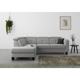 Sit & More Ecksofa SIT & MORE "Belluci L-Form", grau, B:249cm H:85cm T:195cm, Sofas, Ecksofa, inklusive Federkern, wahlweise mit Bettfunktion und Bettkasten
