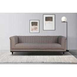 3-Sitzer Home Affaire "Chamby", grau (taupe), B:210cm H:71cm T:85cm, 100% Polyester;Samtoptik (100% Polyester), Scheuertouren >100.000, Pilling: 5, Sofas, 3-Sitzer, mit Holzrahmen unten und Steppung im Lehnenbereich