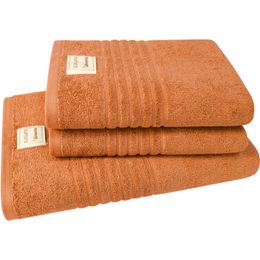 Handtuch Set Dyckhoff "Nature", orange (terra), 3 Stk., Frottier, Frottier, Obermaterial: 100% Baumwolle, Handtuch-Sets, Handtuch Set, 3er Set: 2x Handt&uuml;cher, je 50 x 100 cm & 1x Badetuch 70 x 140 cm