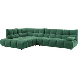 Ecksofa Home Affaire "Cozy Bubble, mit klappbarer Armlehne, Breite 324 cm", gr&uuml;n, B:324cm H:85cm T:211cm, 95% Polyester, 5% Nylon, Sofas, Ecksofa, mit eleganter Steppung, Rundumbezug & weicher Polsterung