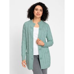 WITT Damen Longstrickjacke mit Zopf-Strickmuster, kalkmint, Gr&ouml;&szlig;e 38