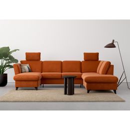 Wohnlandschaft Home Affaire "Trelleborg U-Form", rosa (kupfer), B:307cm H:86cm T:213cm, 95% Polyester, 5% Polyamid, Sofas, Wohnlandschaft, wahlweise mit Bettfunktion und Bettkasten, inkl. Federkern-Polsterung
