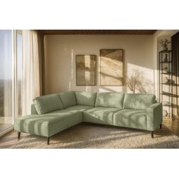 Ecksofa Home Affaire "Fumone, Lederoptik oder Soft-Touch Chenille", gr&uuml;n, B:260cm H:83cm T:200cm, 90% PES; 10% NY, Sofas, Ecksofa, Breite 260, mit schwarzen Massivholzf&uuml;&szlig;en