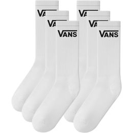 Sportsocken Vans "CLASSIC CREW", Damen, Gr. 34,5-38, wei&szlig;, Obermaterial: 74% Baumwolle, 15% Nylon, 7% Polyester, 3% Elastodien, 1% Elasthan, Socken Sportsocken, f&uuml;r Erwachsene, sportlicher Stil, sechs Paar im Set
