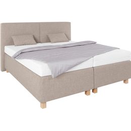 Boxspringbett, beige (strukturstoff beige), Liegefl&auml;che B/L: 180cm x 200cm, H3, 5-Zonen-Tonnentaschen-Federkernmatratze, Westfalia Schlafkomfort, Komplettbetten, Boxspringbett, mit Zierkissen