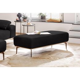 Polsterhocker W.Schillig "run", schwarz (midnight w82), B:150cm H:46cm T:60cm, Flachgewebe W82 Q2 (74% Polyacryl, 26% Polyester), Hocker, Polsterhocker, mit Holzsockel, F&uuml;&szlig;e in Bronze pulverbeschichtet, Breite 150 cm