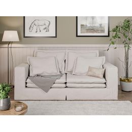 3-Sitzer Home Affaire "ALISSAS BIS mit vielen Kissen, Biesen an den Kissen", beige (creme), B:196cm H:95cm T:108cm, 92% Polyester, 8% Nylon, Sofas, 3-Sitzer, Hussen-Optik, kleine Taschen an der Seite zum Verstauen