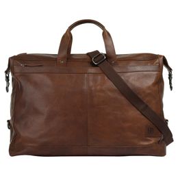 Reisetasche Bodenschatz, Damen, Gr. B/H/T: 50cm x 36cm x 15cm onesize, cognac, Leder, leicht gl&auml;nzend, unifarben, Taschen Reisetasche, echt Leder