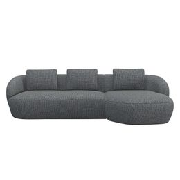 Wohnlandschaft FLEXLUX "Torino, rund, L-Form, Sofa-Ecke mit Recamiere, Longchair-Sofa", gr&uuml;n (moss gr&uuml;n), B:276cm H:85cm T:146cm, Sofas, Wohnlandschaft, Modernes, organisches Sofa-Design, Kaltschaum, Wellenunterfederung