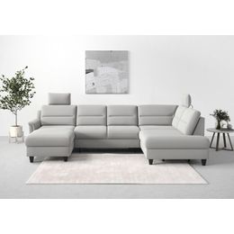 Sit & More Wohnlandschaft SIT & MORE "Far&ouml; U-Form", silber, B:325cm H:90cm T:187cm, Sofas, Wohnlandschaft, inklusive Federkern, wahlweise mit Bettfunktion und Bettkasten