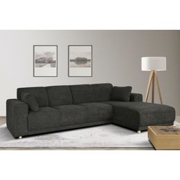 Ecksofa Home Affaire "LEMPS wahlweise Recamiere links oder rechts L-Form", grau (anthrazit), B:297cm H:85cm T:162cm, 100% Polyester, Sofas, Ecksofa, incl. Zierkissen, Stellma&szlig;e 297x162 cm
