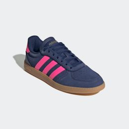 Sneaker adidas Sportswear "BREAKNET SLEEK", Damen, Gr. 37, dunkelblau, lucid pink, gold metallic, Leder, Synthetik, Schuhe Sneaker, Topseller