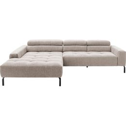 Ecksofa Home Affaire "Claya Move, L-Form, Kopf- & R&uuml;ckenverstellung, Breite 293 cm", nature, B:293cm H:75cm T:226cm, 100% Polyester, Sofas, Ecksofa, Moderne Steppung, weicher Polsteraufbau & saugroboterfreundliche H&ouml;he