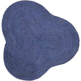 Teppich CarpetFine "Alia Juteteppich", blau, B:120cm H:10mm L:120cm, Jute, Teppiche, Teppich, handgewebt aus Jute, Naturteppich, Sonderform blau, Boho Style, uni