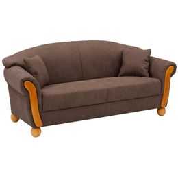 3-Sitzer Home Affaire "Milano Vintage", braun, B:190cm H:83cm T:81cm, Sofas, 3-Sitzer, mit Federkern, Bezug in Lederoptik, incl. Zierkissen