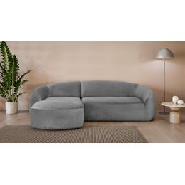 Ecksofa "YANI, L-Form, Designersofa, organische Form, Ma&szlig;e B/T/H: 255/170/81 cm", grau (dunkelgrau), B:255cm H:81cm T:170cm, 100% Polyester, LeGer Home by Lena Gercke, Sofas, Ecksofa, mit Wellenunterfederung, auch in Boucl&eacute;, Recamiere rechts/links