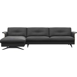 Ecksofa FLEXLUX "Glow, super bequem durch hochwertigem Sitzaufbau mit Federkern, L-Form", schwarz (deep schwarz), B:305cm H:81cm T:158cm, 100% Echteder, Sofas, Ecksofa, Modernes skandinavisches Design