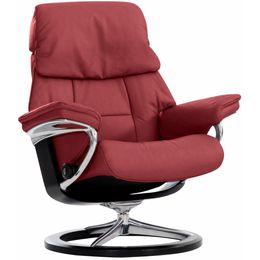 Relaxsessel stressless "Ruby", rot (cherry paloma), B:76cm H:100cm T:75cm, Leder PALOMA: durchgef&auml;rbtes Semianilin-M&ouml;belleder;Leder BATICK: durchgef&auml;rbtes und genarbtes M&ouml;belleder, Sessel, Relaxsessel, mit Signature Base, Gr&ouml;&szlig;e S, Gestell Eiche, Wenge, Braun & Schwarz