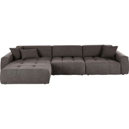 Ecksofa 3C CANDY "Yoshy mit Komfortfunktionen, modern und bequem, L-Form", schwarz, B:378cm H:74cm T:200cm, 100% Polyester, Sofas, Ecksofa, Zwei verschiedene Sitztiefen durch verstellbare R&uuml;ckenlehne