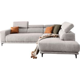 Ecksofa Alina "Hikari", grau (platingrau gct 49), B:276cm H:102cm T:210cm, Cord GCT (92% Polyester, 8% Nylon), Sofas, Ecksofa, wahlweise mit Sitzvorzug, in modernem Cordstoff, Breite 276 cm
