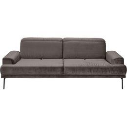3-Sitzer Musterring "MR 4580", grau (stone), B:228cm H:79cm T:130cm, 100% Polyester, Sofas, 3-Sitzer, inkl. Kopf- und Sitztiefenverstellung, Fu&szlig; schwarz, B228 x T103 cm