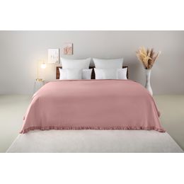 Tagesdecke OTTO HOME "Violetta, leichter &Uuml;berwurf mit R&uuml;schen, ohne F&uuml;llung", rosa (ros&eacute;), B:140cm L:210cm, Baumwolle, Tagesdecken, Tagesdecke, mit Volants, 100% Baumwolle, auch als Tischdecke verwendbar