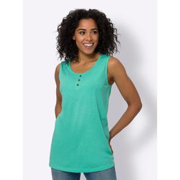Longtop Classic Basics, Damen, Gr. 38, gr&uuml;n (blaugr&uuml;n, meliert), 65% Polyester, 35% Baumwolle, meliert, Rundhals, Tops Longtop