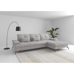 Sit & More Ecksofa SIT & MORE "Amica, L-Form, inkl. Sitztiefenverstellung & Armteilverstellung", silber, B:279cm H:90cm T:185cm, 90% Polyester, 10% Polyamid, Sofas, Ecksofa, wahlweise mit Bettfunktion, Bettkasten und Kopfteilverstellung
