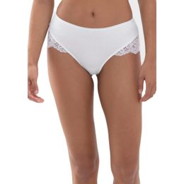 Taillenslip Mey "Orangic Cotton", Damen, Gr. S, wei&szlig;, Feinripp, Obermaterial: 94% Baumwolle, 6% Elasthan, unifarben, k&ouml;rpernah, Unterhosen Taillenslip, Spitzenverzierung hinten und an den Seiten