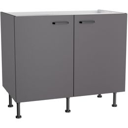 Sp&uuml;lenschrank KOCHSTATION "KS-Paula", anthrazit, anthrazit, B:100cm H:87cm T:58,4cm, Schr&auml;nke, Sp&uuml;lenschrank, 100 cm breit, 87 cm hoch, mit 1 T&uuml;r
