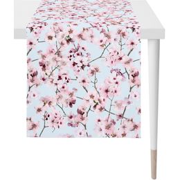 Tischl&auml;ufer Apelt "6450 SPRINGTIME, Fr&uuml;hjahrsdeko, Fr&uuml;hling", bunt (rosa, hellblau, natur), B:48cm L:140cm, Baumwolle, Polyester, Tischdecken, Tischl&auml;ufer, Digitaldruck