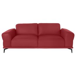 2,5-Sitzer W.Schillig "montanaa", rot (ruby rot z59), B:212cm H:78cm T:94cm, Sofas, 2 5-Sitzer, mit Metallf&uuml;&szlig;en in Schwarz pulverbeschichtet, Breite 212 cm