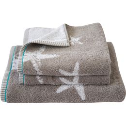 Handtuch Set Dyckhoff "Maritim, Starfish", grau (kiesel), 3 Stk., Frottier, Frottier, Obermaterial: 100% Baumwolle, Handtuch-Sets, Handtuch Set, 2 Handt&uuml;cher (50x100cm), 1 Duschtuch (70x140cm)