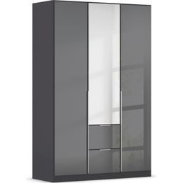 Dreht&uuml;renschrank OTTO HOME "Kleiderschrank Kleiderschr&auml;nke Schrank Garderobe AGORDO mit Glasfront", grau (graumetallic, glas basalt), B:136cm H:210cm T:54cm, Holzwerkstoff, Schr&auml;nke, Dreht&uuml;renschrank, mit Au&szlig;enschubk&auml;sten, in 7 Breiten und 2 H&ouml;hen MADE IN GERMANY