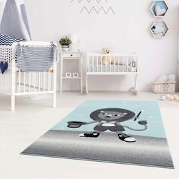 Kinderteppich Carpet City "Bueno Kids 9378", gr&uuml;n (mint), B:120cm H:11mm L:170cm, Polypropylen (PP), Teppiche, Kinderteppich, Spielteppich, L&ouml;we, Boot, 3D-Effekt, Weicher Flor, Pflegeleicht