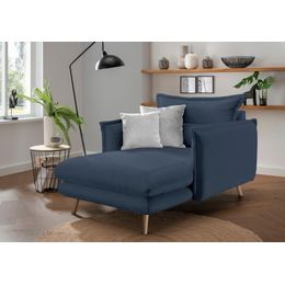 Loveseat Home Affaire "Lazio", blau (dunkelblau), B:111cm H:101cm T:167cm, 90% Polyester, 5% Nylon, 5% Rayon, Sessel, Loveseat, moderner Sessel mit einer bequemen Polsterung, 2 Stk. Zierkissen