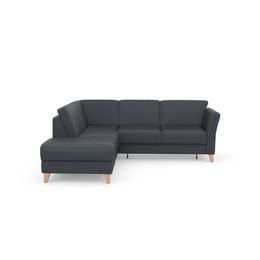 Sit & More Ecksofa SIT & MORE "Visby L-Form", grau (dunkelgrau), B:248cm H:87cm T:213cm, Sofas, Ecksofa, Wahlweise mit Bettfunktion und Stauraum, frei im Raum stellbar
