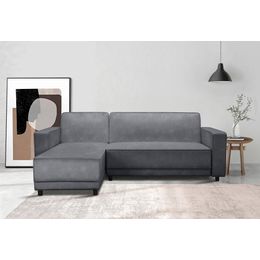 Ecksofa DOREL HOME "Allie Schlafsofa 230 cm mit Relaxfunktion in der R&uuml;ckenlehne", grau (anthrazit), B:230cm H:82cm T:154cm, 100% Polyester, Sofas, Ecksofa, Schlaffunktion (108/194,5cm), trendiger Cord o. pflegeleichter Velours