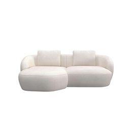 Wohnlandschaft FLEXLUX "Torino, rund, L-Form, Sofa-Ecke mit Recamiere, Longchair-Sofa", beige (vanilla cream), B:217cm H:85cm T:146cm, 100% Polyester, Sofas, Wohnlandschaft, Modernes, organisches Sofa-Design, Kaltschaum, Wellenunterfederung