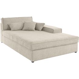 Ottomane OTTO HOME "Enid", beige, B:130cm H:75cm, Baumwollmix (60% Baumwolle/40% Leinen);Struktur fein (100% Polyester);Samtoptik (100% Polyester);Samtvelours (100% Polyester);Struktur (100% Polyester);Struktur recycelt (100% recyceltes Polyester), Sofas, Ottomane, einzeln stellbar oder als Teil eines Modulsofas, fester Sitzkomfort