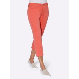 3/4-Jeans Casual Looks, Damen, Gr. 42, Normalgr&ouml;&szlig;en, orange (koralle), 98% Baumwolle, 2% Elasthan, unifarben, 3/4-L&auml;nge, Jeans 3/4-Jeans