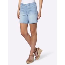 Jeansshorts Heine, Damen, Gr. 38, Normalgr&ouml;&szlig;en, blau, bleached, 79% Baumwolle, 19% Polyester, 2% Elasthan, unifarben, kurz, Jeans Jeansshorts