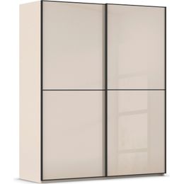 Schwebet&uuml;renschrank Rauch "Kleiderschrank Schrank Garderobe Schlafzimmerschrank SCALE-DUO", beige (champagner, glas champagner, griffleisten schwarz), B:181cm H:223cm T:68cm, Holzwerkstoff, Schr&auml;nke, Schwebet&uuml;renschrank, edle zweigeteilte T&uuml;ren Glas-Front mit 3 Zierleisten MADE IN GERMANY