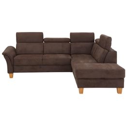 Ecksofa Home Affaire "Conville L-Form", braun (mocca), B:247cm H:84cm T:217cm, 100% Polyester, Sofas, Ecksofa, Federkern, wahlweise mit Bettfunktion und Bettkasten bzw. Stauraum